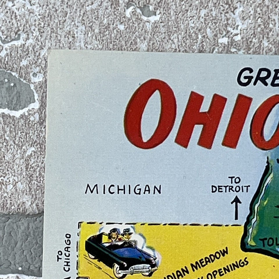 Vintage Ohio Turnpike, OH Postcard Super Highway Cartoon Map Unposted ...