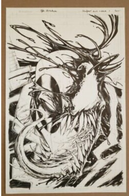 TYLER KIRKHAM ORIGINAL ART DEADPOOL BACK IN BLACK #1 11X17 VENOMIZED ...