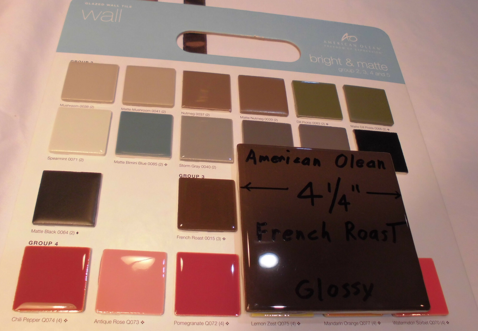 2 pcs. Glossy *French Roast - Dark Brown* 4-1/4" Ceramic Tiles by ...