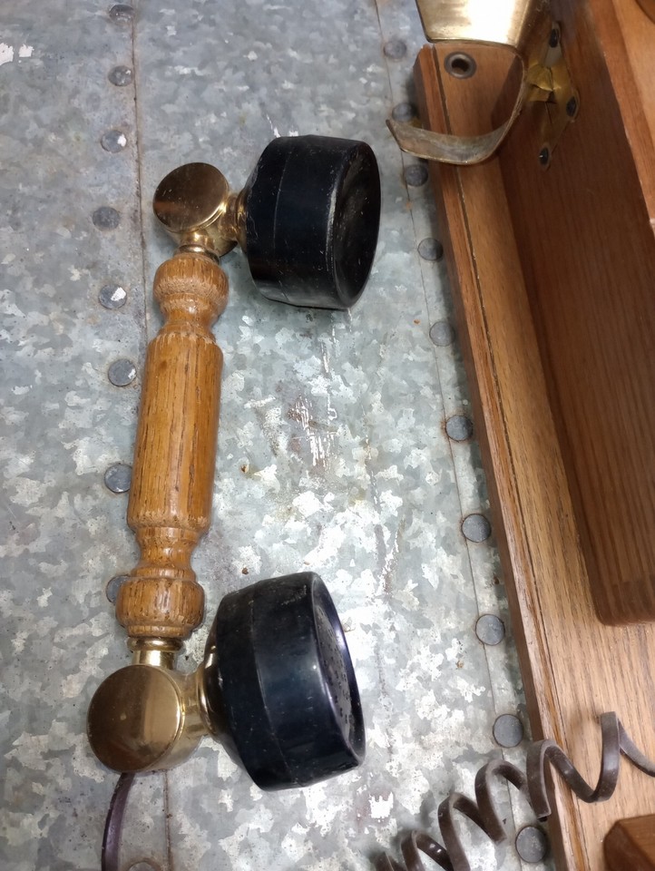 Country Store Telephone Vintage Retro Style Oak Wood Wall Mount Phone ...