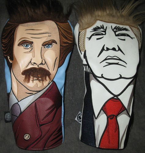 2 Birdie Bros. Golf Ron Burgundy & Donald Trump stitched driver head ...