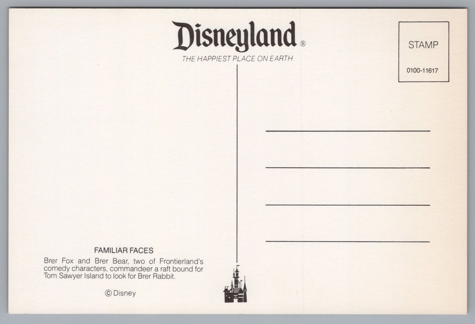 Disneyland Frontierland Brer Fox Brer Bear 4x6 Postcard | eBay