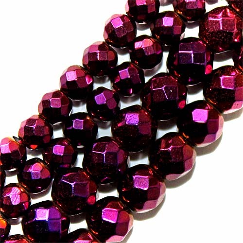 MAGNETIC HEMATITE BEADS FACETED AMETHYST RED PLATED 4MM STONE JEWELRY ...