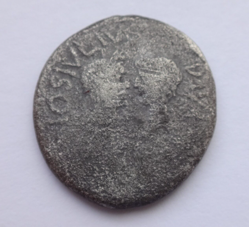 Silver denarius Octavian, Divus Julius Caesar, and Agrippa. 38 BC. AR ...