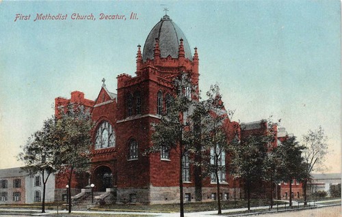 DECATUR, IL Illinois FIRST METHODIST CHURCH c1910's Postcard | eBay