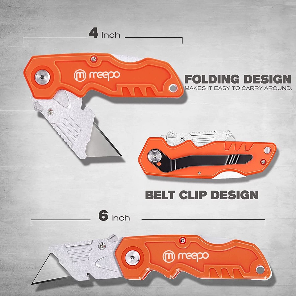 Box Cutter, 4-Pack Tough Folding Box Cutter Heavy Duty Purpose Razor ...