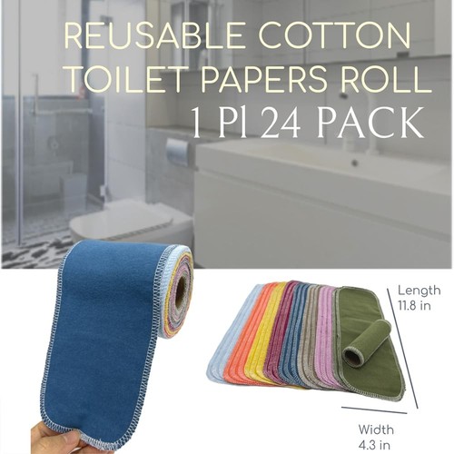 Reusable Towels 24 Count Roll,Washable Absorbent Cotton Cloth Paper ...
