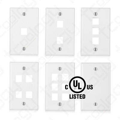 [UL Listed]Wall Plate for Cat5e Cat6 Cat7 Keystone RJ45 Jack -0 1 2 3 4 ...