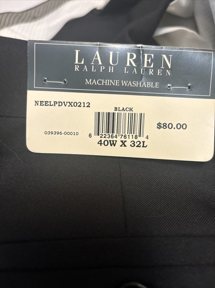 Lauren Ralph Lauren Dress Pants Black Trousers Men's 40Wx32L Cuffed ...