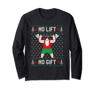No Lift No Gift Ugly Christmas Gym Entraînement Fitness Noël Manche ...