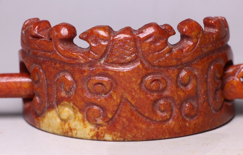 17CM China Hongshan Culture Old Red Jade Beast Pattern Head Hair Clasp ...