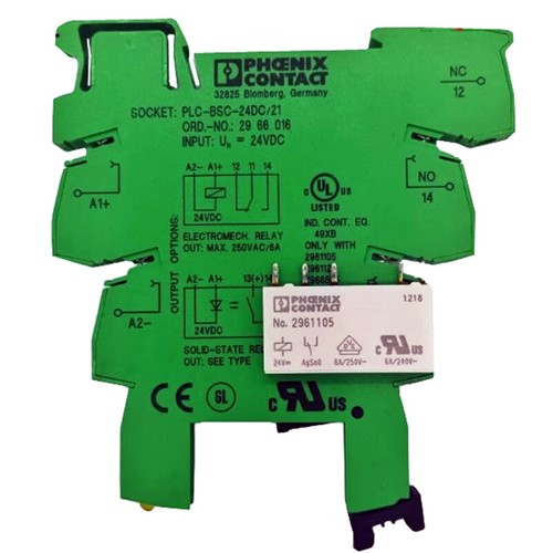 1PC Phoenix NO.2961105 24VDC Relay with NO.2966016 PLC-BSC-24DC/21 ...