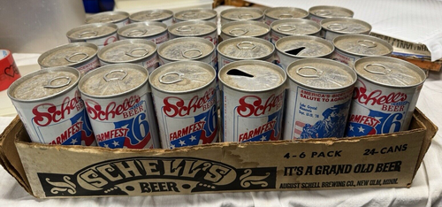 VTG Lot Entire Case w/ Original Box Farmfest 1976 Schell's 24 Beer Cans ...