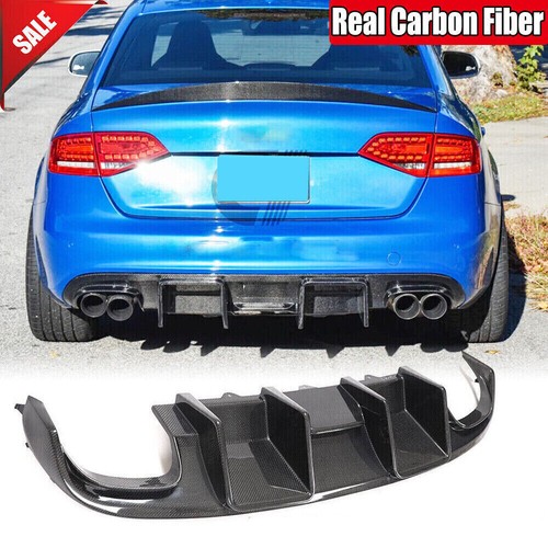 Real Carbon Fiber Rear Bumper Lip Diffuser Spoiler for Audi S4 B8 Sedan ...
