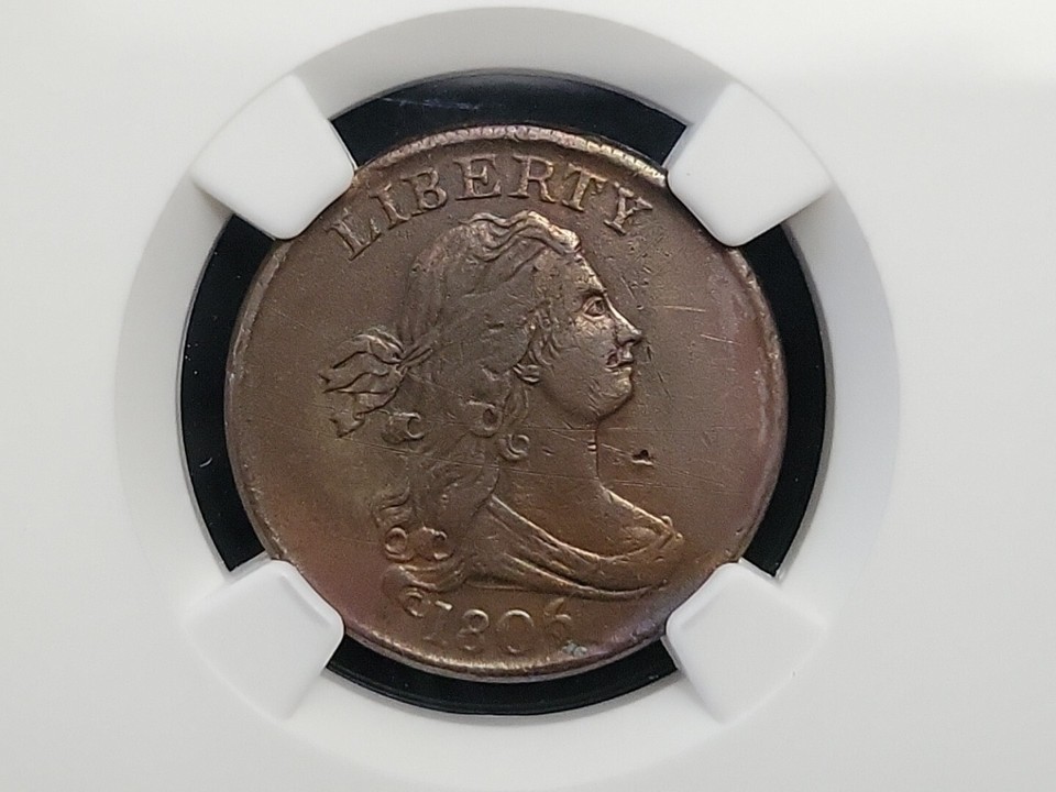 1806 Draped Bust Half Cent 1/2c NGC AU Dets Scratches Small 6 No Stems Stemless | eBay