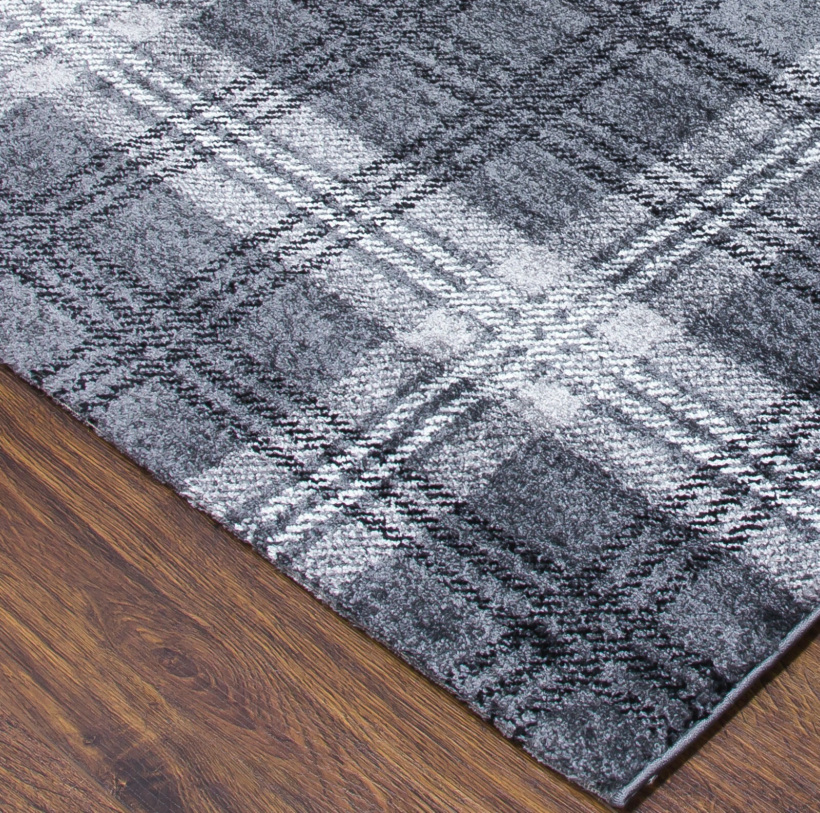 Grey Tartan Carpet Rug Contemporary Wilton Deep Soft Pile Any Room ...