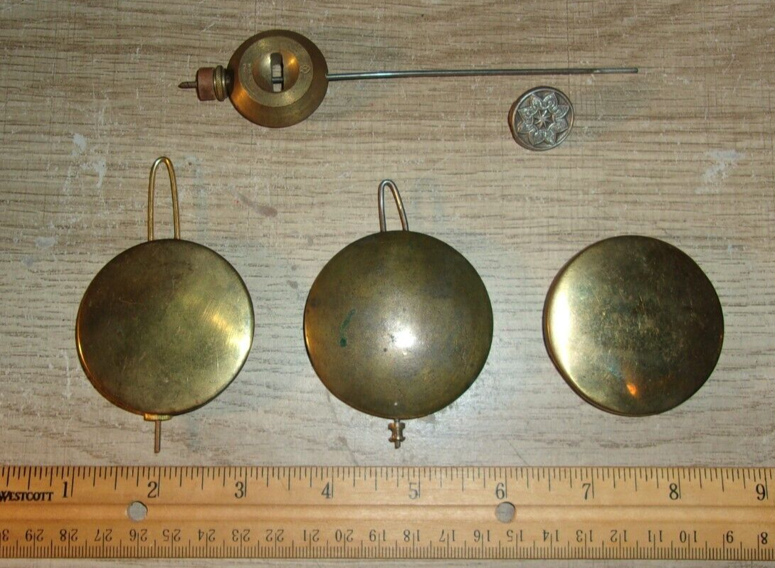 Lot of 5 Vintage Antique Pendulum Clock Weights Brass Lead Grandfather ...