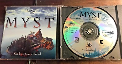 Myst PC Game CD ROM Windows 3.1 / 95 Red Orb Cyan w Users Manual ...