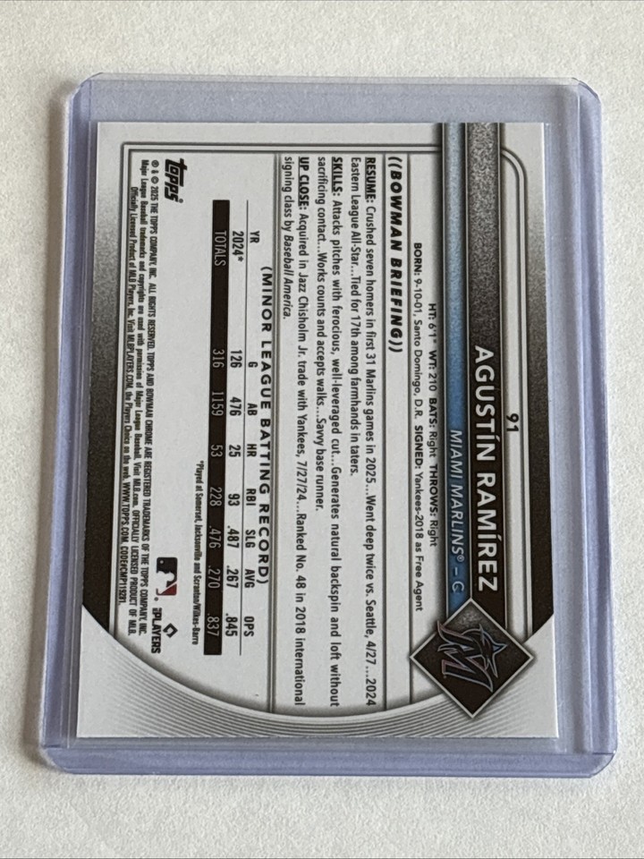 2025 Bowman Chrome Baseball Red Rookie Redemption Augustin Ramirez [RC ...