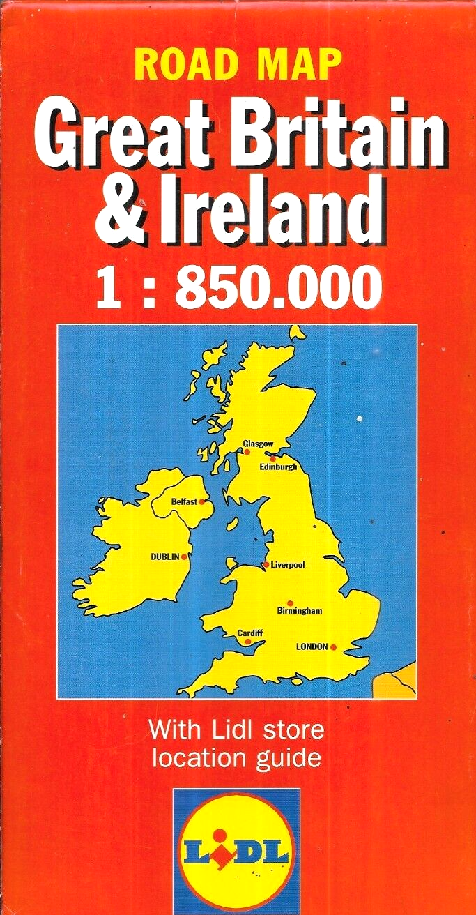Road Map GREAT BRITAIN & IRELAND with Lidl store location guide | eBay