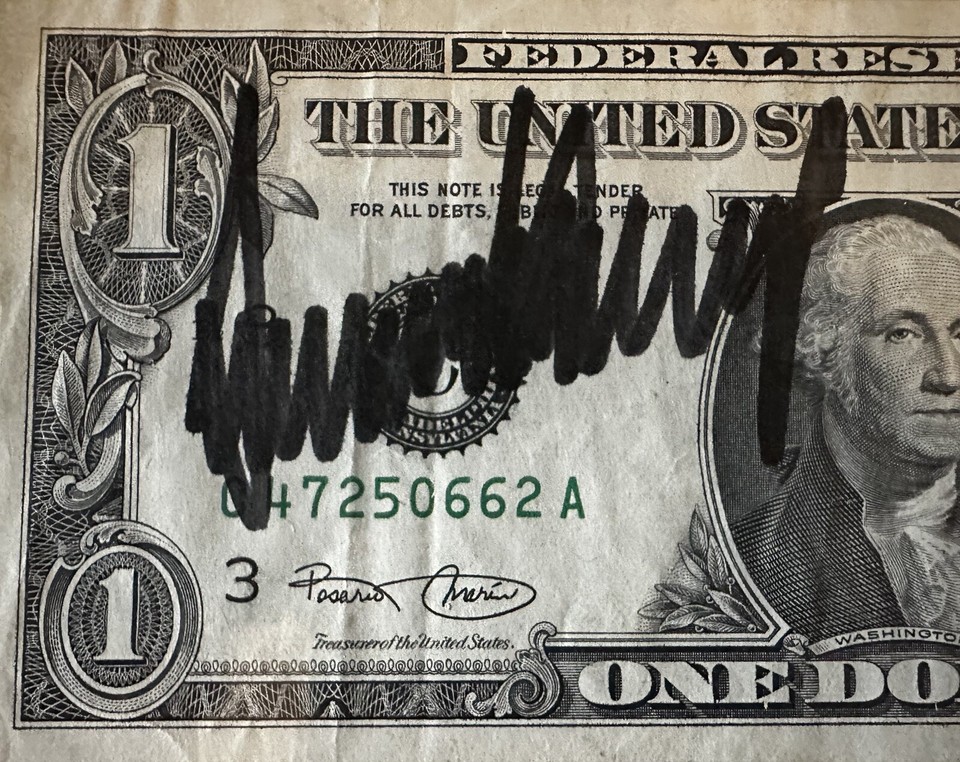 PRESIDENT DONALD J TRUMP SIGNED AUTOGRAPHED $1 DOLLAR BILL ...