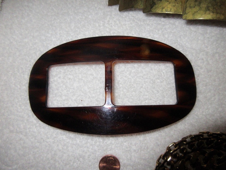 Lot 4 Vintage 1970's Belt Buckles Faux Tortoise Shell & Metal LARGE ...