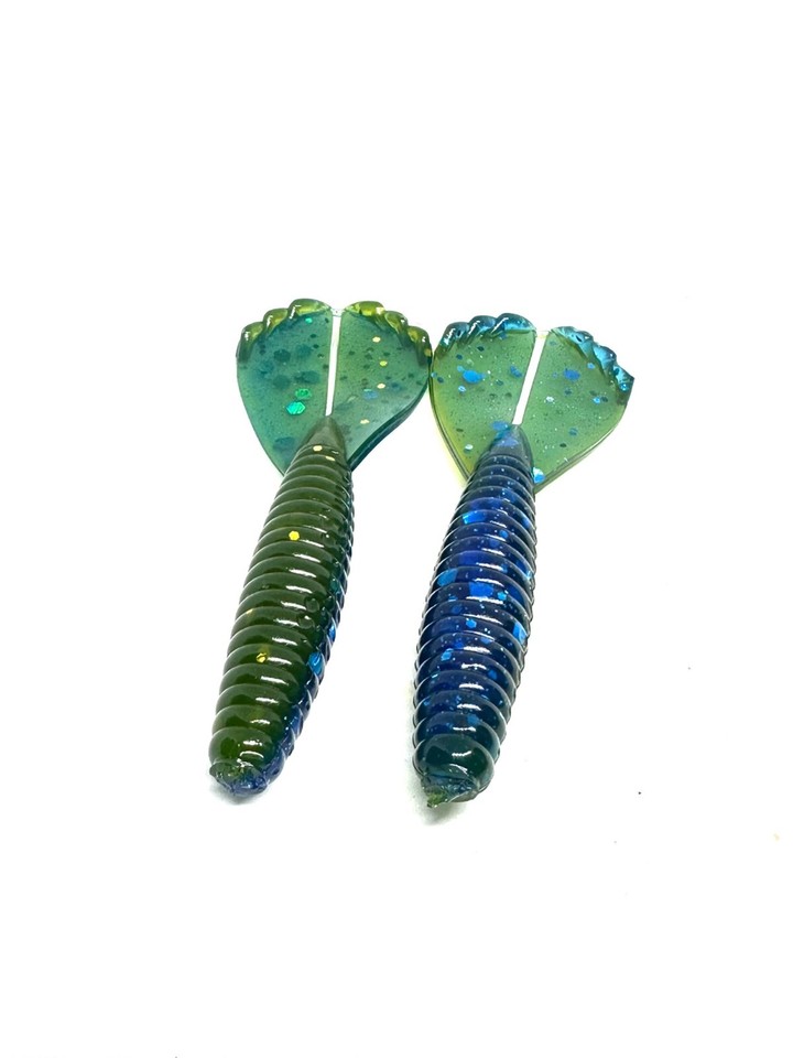 Phantom Grub Bulk Pack- 4" Hand Made Multiple Colors Bass Fishing lure ...