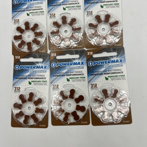 Powermax HearRite Size 312 Mercury Free Hearing Aid Batteries 98654 48 ...