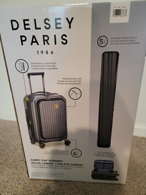 Delsey Paris 1946 Front Lid Carry-On 22" Hardside Spinner Luggage, Gray | eBay