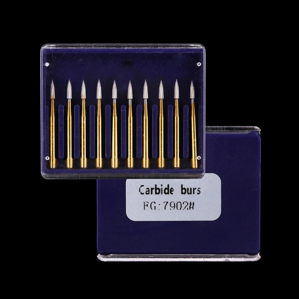 10x Dental Trimming&Finishing Gold Burs Carbide Burs 7901/7803/7104 ...