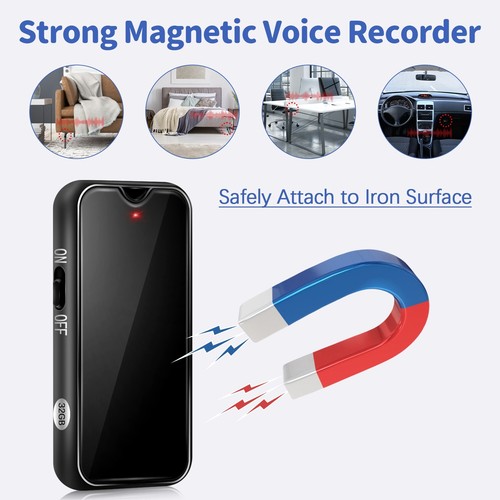 64GB Digital Voice Recorder Dictaphone Audio Sound Recorder Mini Small ...