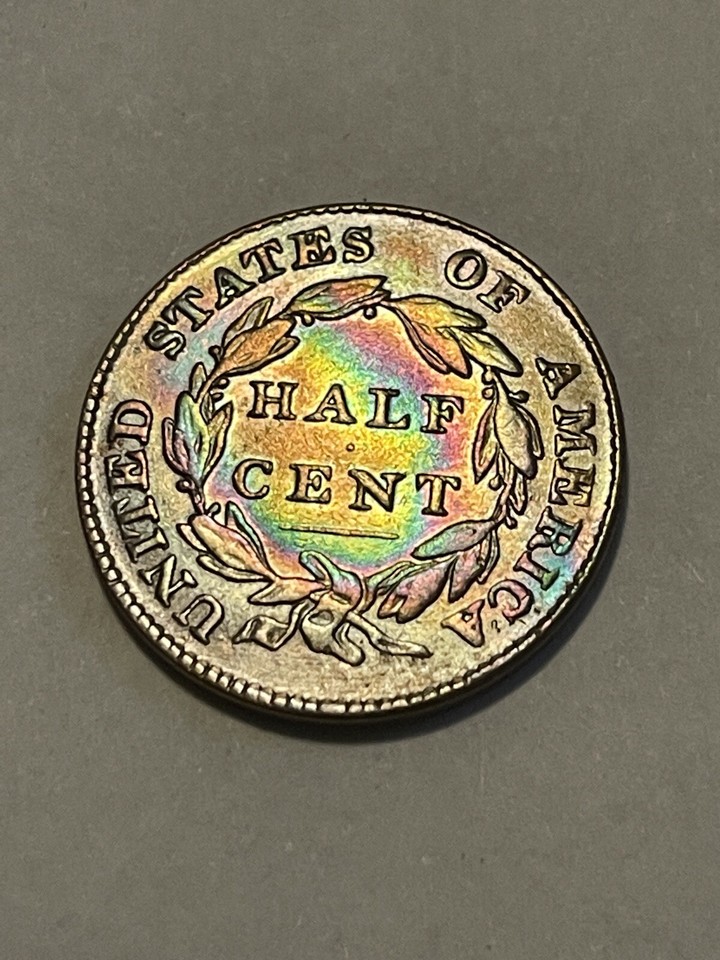 1835 Classic Head Half Cent Choice Almost Uncirculated BU+ Coin Toned | eBay