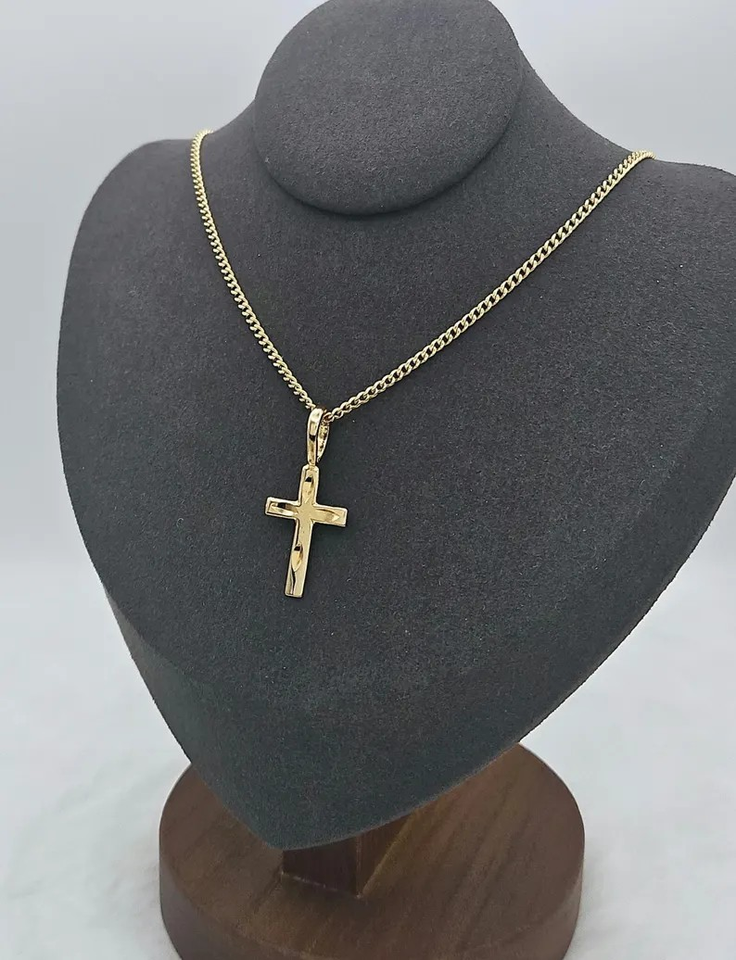 Small Gold Cross Necklace, Cross Necklace for Kids or Women, 2mm Chain ...