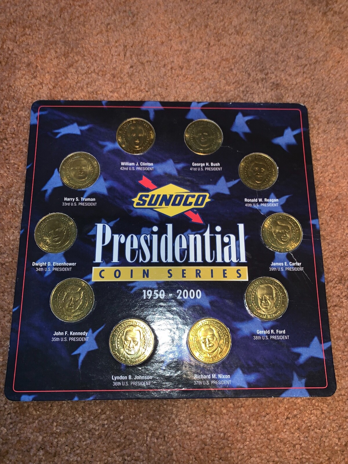 SUNOCO COLLECTIBLE PRESIDENTIAL 10 GOLD COIN SERIES CARD PLUS BONUS ...