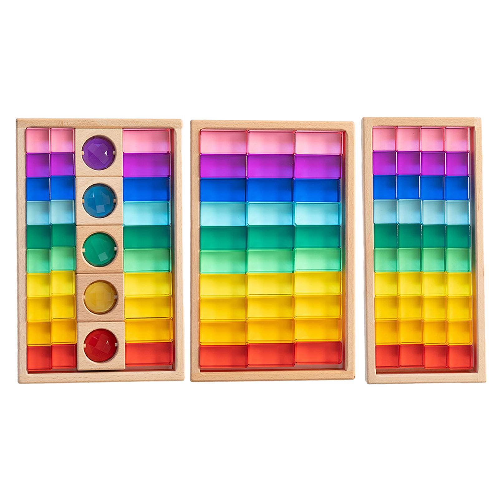 Cube Blocks Set Rainbow GEM Cubes Stacking Toy for Boys Age 3 4 5 6 Girls | eBay