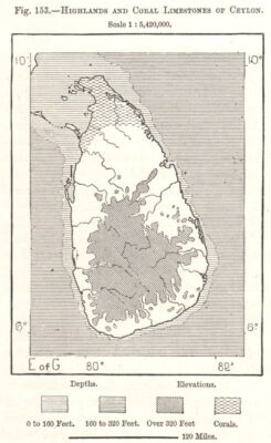 Highlands & Coral Limestones of Ceylon (Sri Lanka). Sri Lanka. Sketch ...