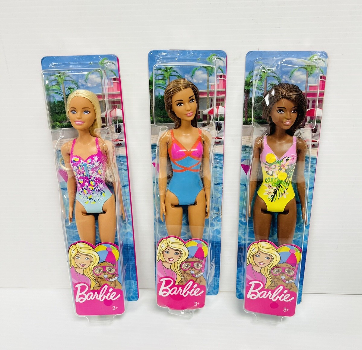 Barbie Doll Wearing Swimsuit Set Of 3