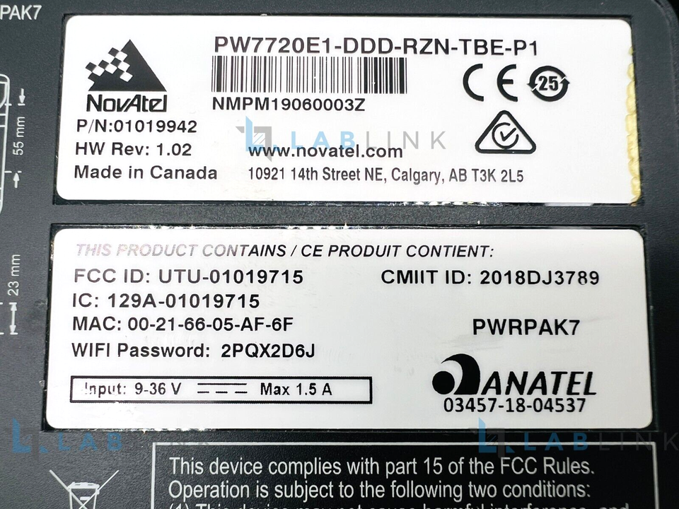 NovAtel PwrPak7D-E1 GNSS Receiver PW7720E1-DDD-RZN-TBE-P1 GPS+GLO+QZSS ...