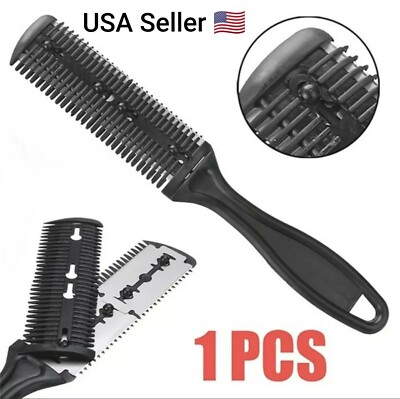 1PC Double Sides Hair Razor Comb With 2 Removable Blades Cutter Cutting ...