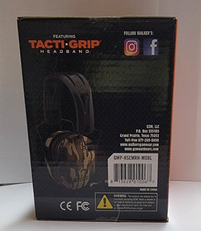 Walkers Razor Tacti-Grip Series Electronic Ear Muffs GWP-RSEMRH-MOBL | eBay