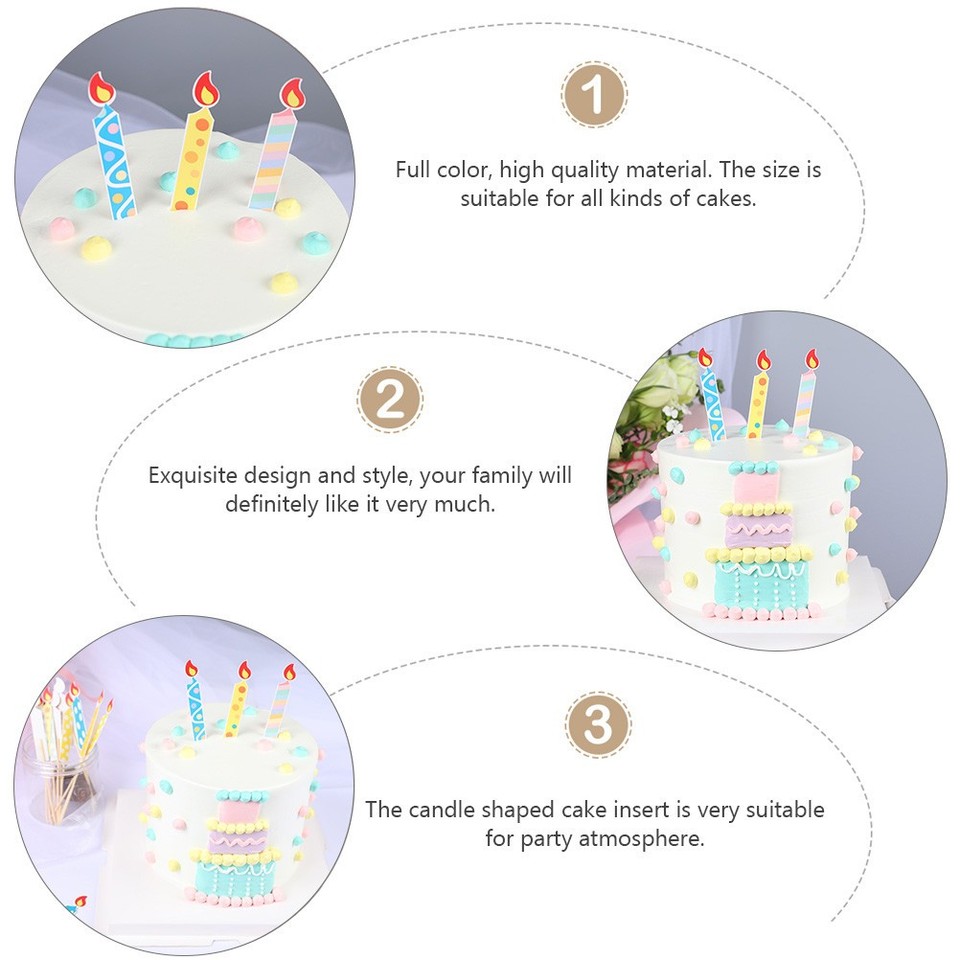 50Pcs Candle Decoration Candle Pattern Adornment Cake Insert Decor | eBay