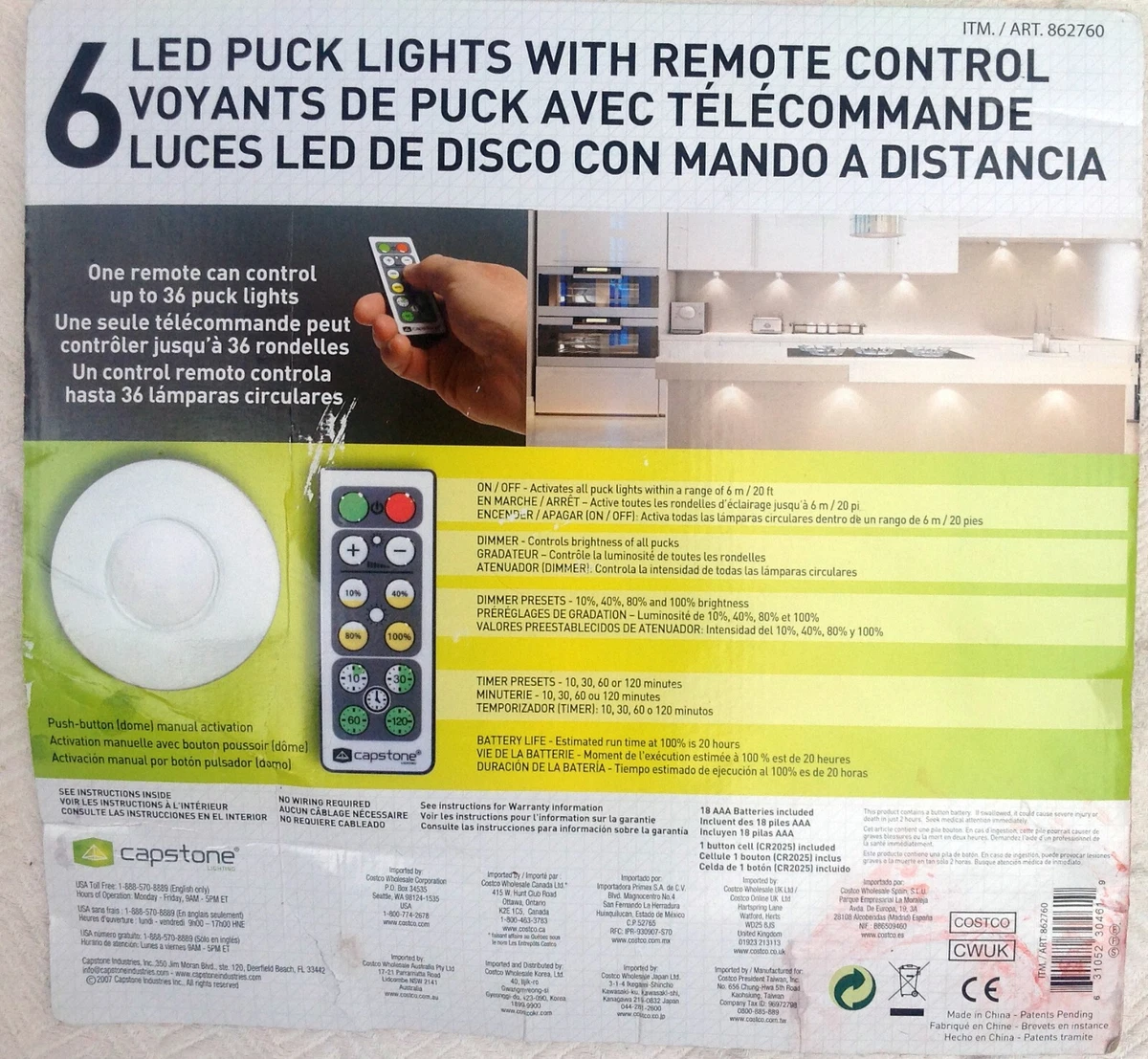 Costco 6 Led Puck Lights W Remote Control Wireless 20 | Shelly Lighting