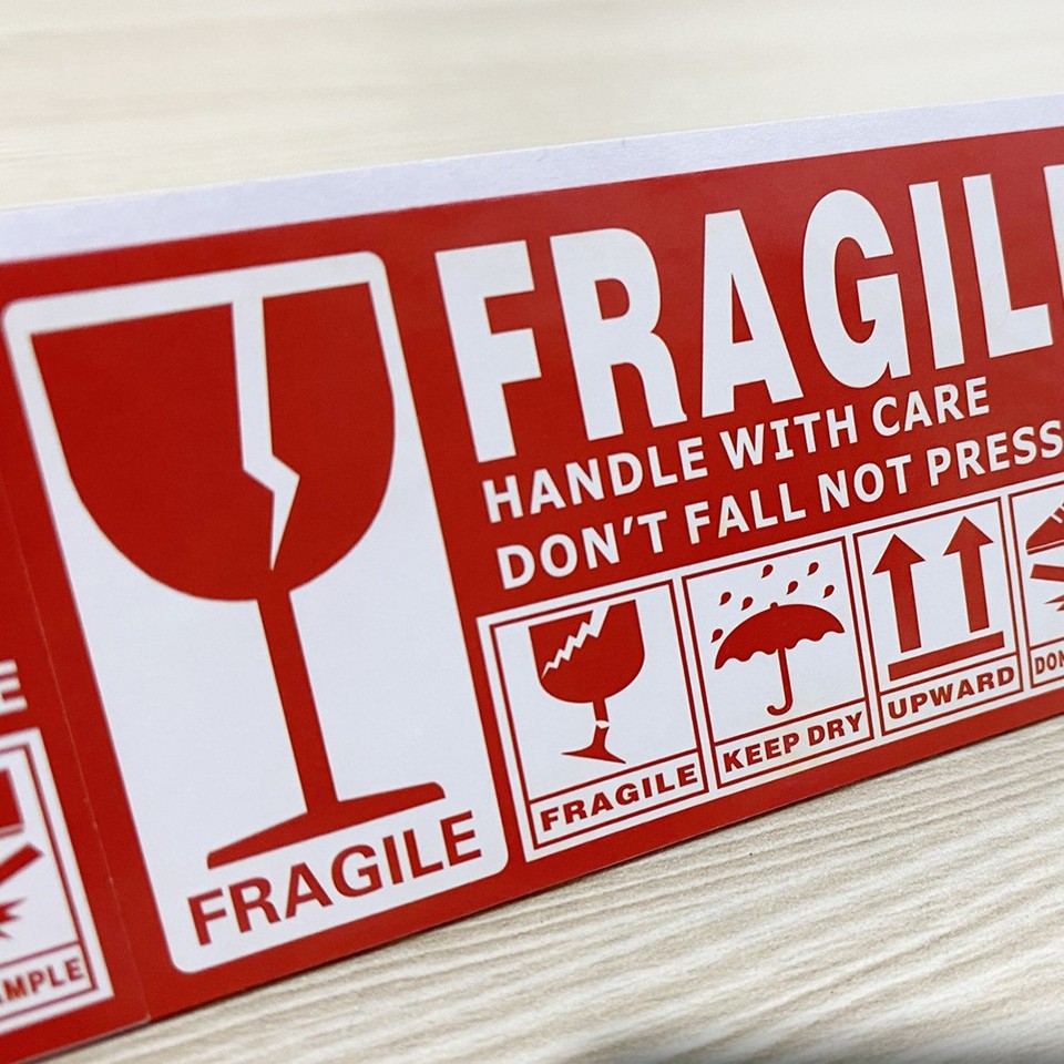 500 Pcs Adhesive Warning Stickers Packing Shipping Fragile Package ...