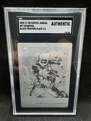 Deadpool Printing Plate 1/1 BLACK 2020 UD Marvel Annual PSA Authentic ...