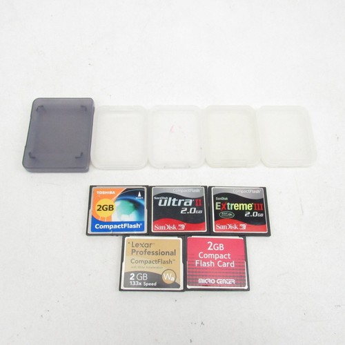 Lot 5 Compact Flash Cards 2GB 10GB Total Tested Assorted Brands + Cases ...