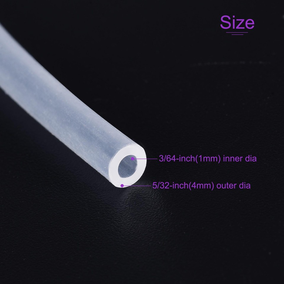 Clear Silicone Tube 1mm ID 4mm OD 1.5mm Thick 3.3 Feet Industrial ...