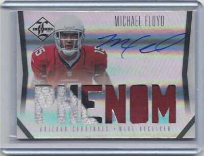MICHAEL FLOYD 2012 LIMITED PHENOMS JUMBO SICK ROOKIE PATCH ON CARD AUTO ...