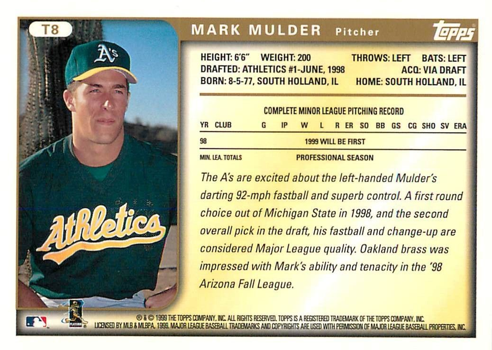 MARK MULDER 1999 TOPPS TRADED ROOKIE #T8 ATHLETICS | eBay