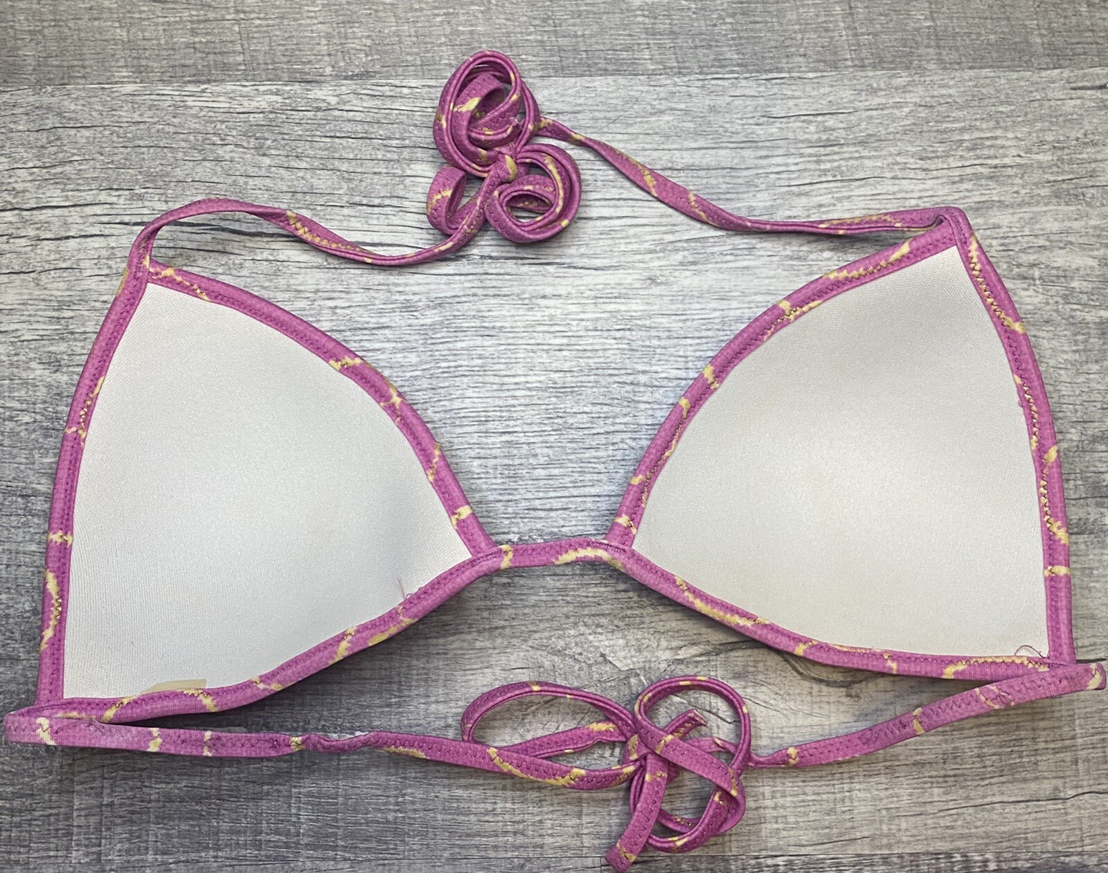 Victorias Secret Triangle String Bikini Top Pink Gol… Gem