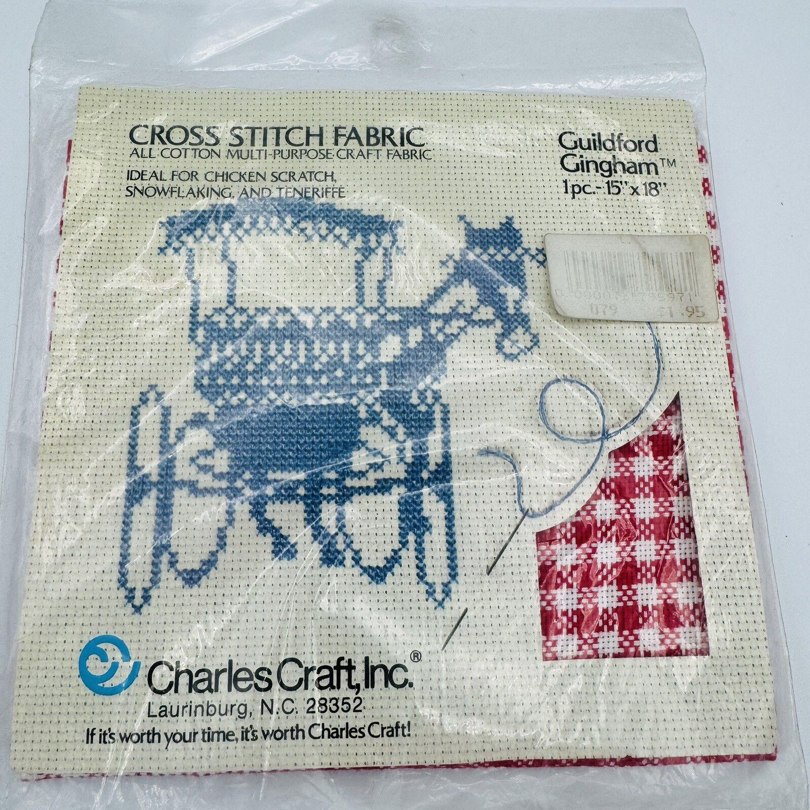 Charles Craft Cross Stitch Fabric 15"x18" Red Gingham Guildford | eBay